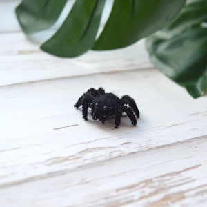 Black Jumping Spider Plush Figurine Dollhouse Ornament Micro Spider ...