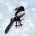 Magpie Beaded Brooch, Black & White Bird Pin, Sequins Embroidery - Etsy