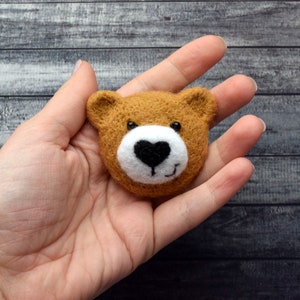 Bear Brooch Bear Pin Teddy Bear Pin Eco Friendly Brown Bear Woll ...