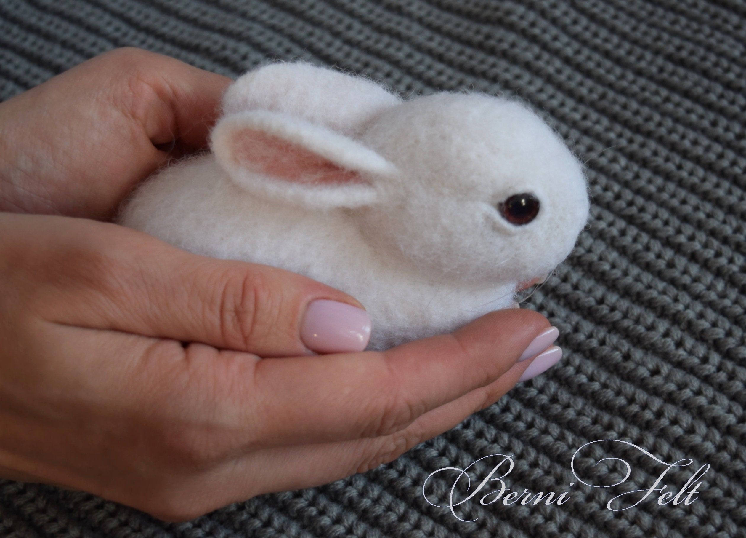 Realistic Little Needle Felted Rabbit White Bunny Rabbit Felt - Etsy