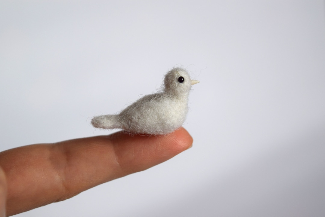 Dollhouse Miniature White Dove Needle Felted Dove Little Birds ...