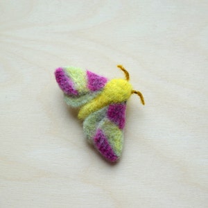 Rosy Maple Moth Brooch Felted Moth Pin Needle Felted Wildlife Pin ...