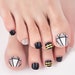 Geometric Multi-color Toe Nail Wraps, Black Graphic Toe Nail Art ...