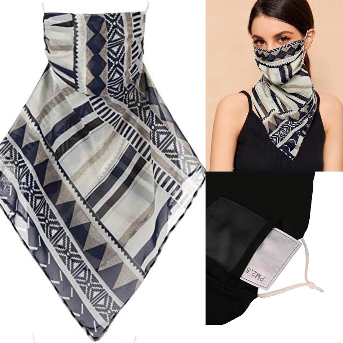 Scarf Mask Mask With Scarf Adult Face Mask With Scarf | Etsy