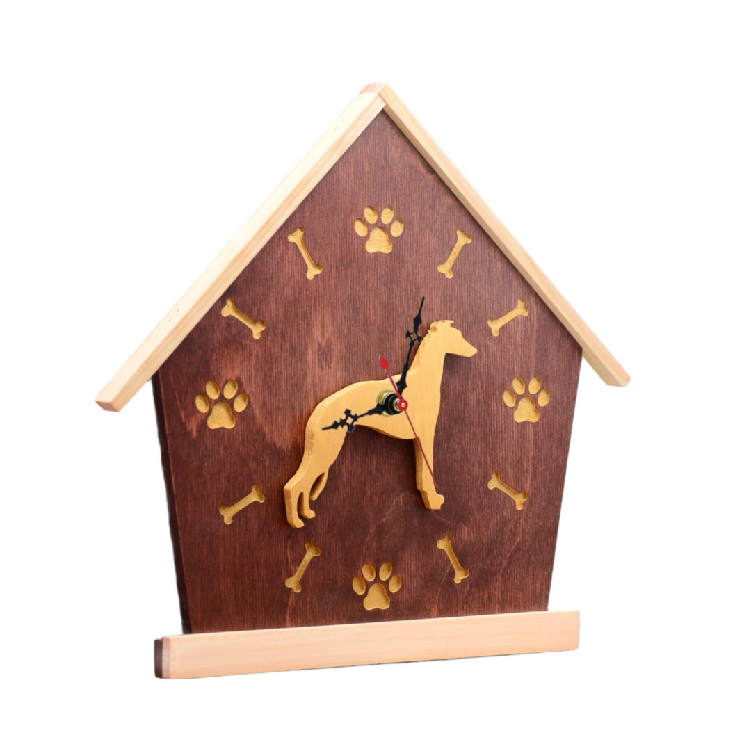 Personalized Greyhound Silhouette Clock | Engraved Wood Pet Gift ...