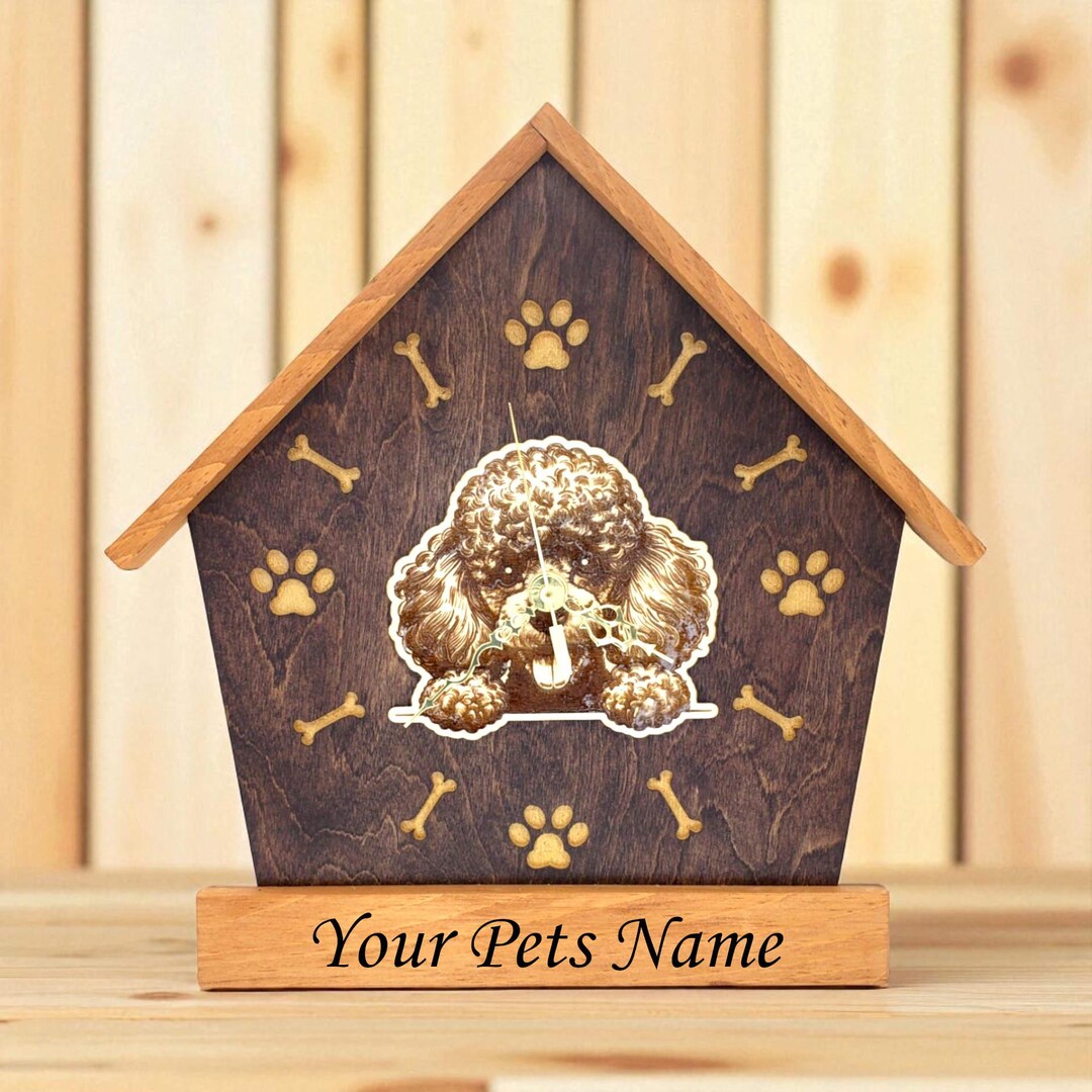 Poodle Dog Wall Clock – Personalized Engraved Name | Pet Memorial, Dog ...