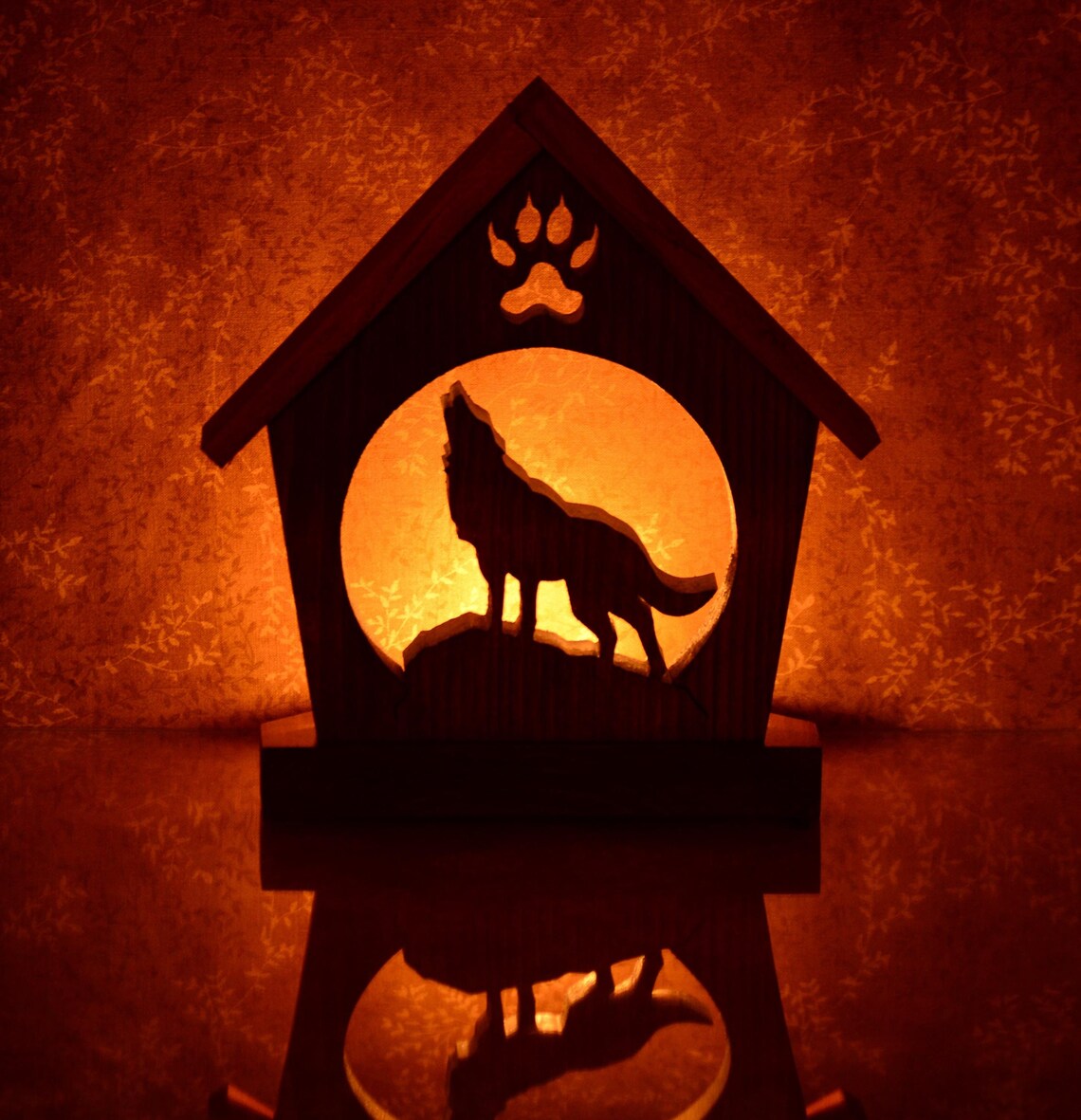 Handcrafted Wolf Tea Light Holder: Wood Candle Decor - Etsy