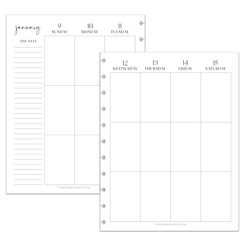 Weekly & Monthly VERTICAL Calendar MODERN Font Disc Bound - Etsy