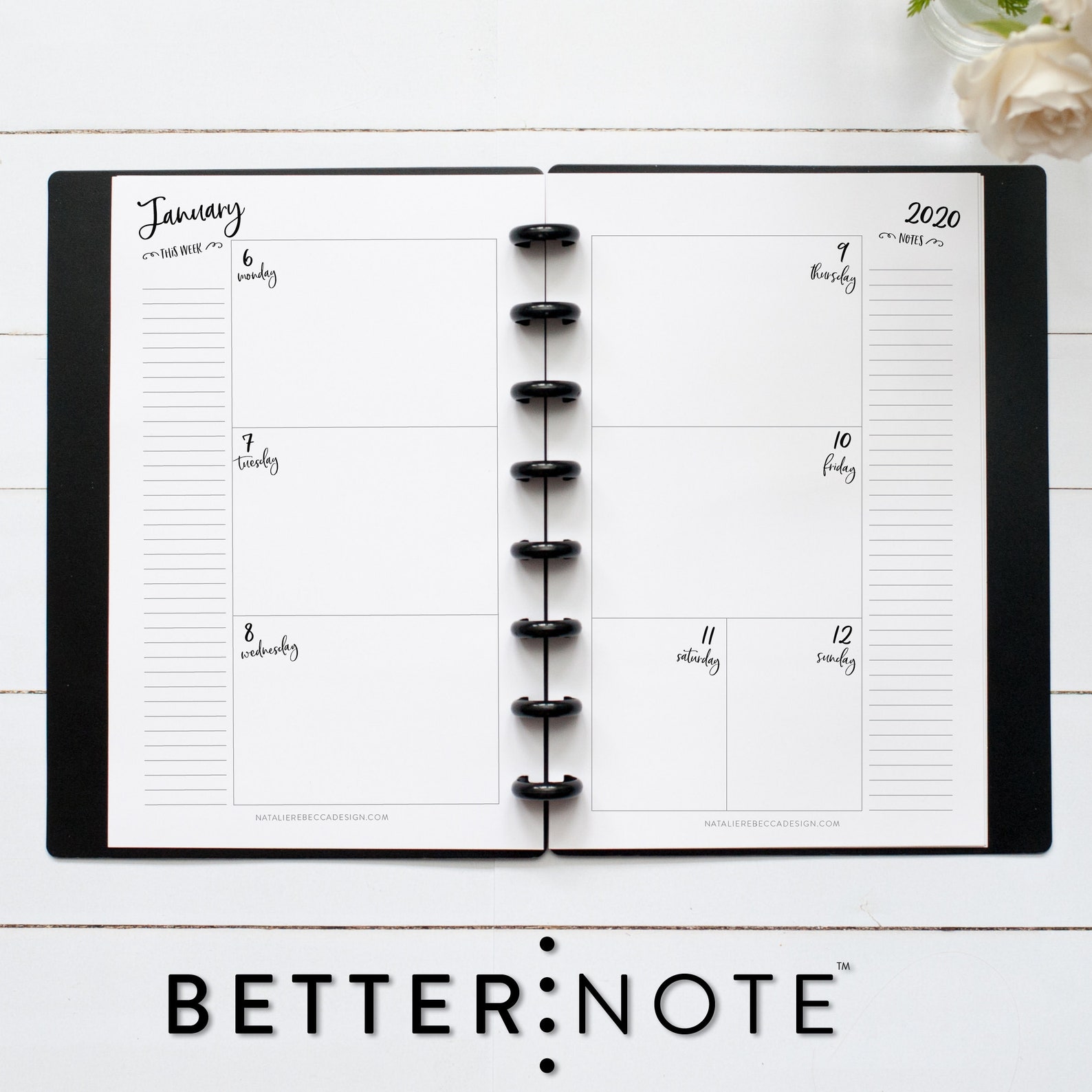 Weekly and Monthly HORIZONTAL Calendar With DIVIDERS for | Etsy