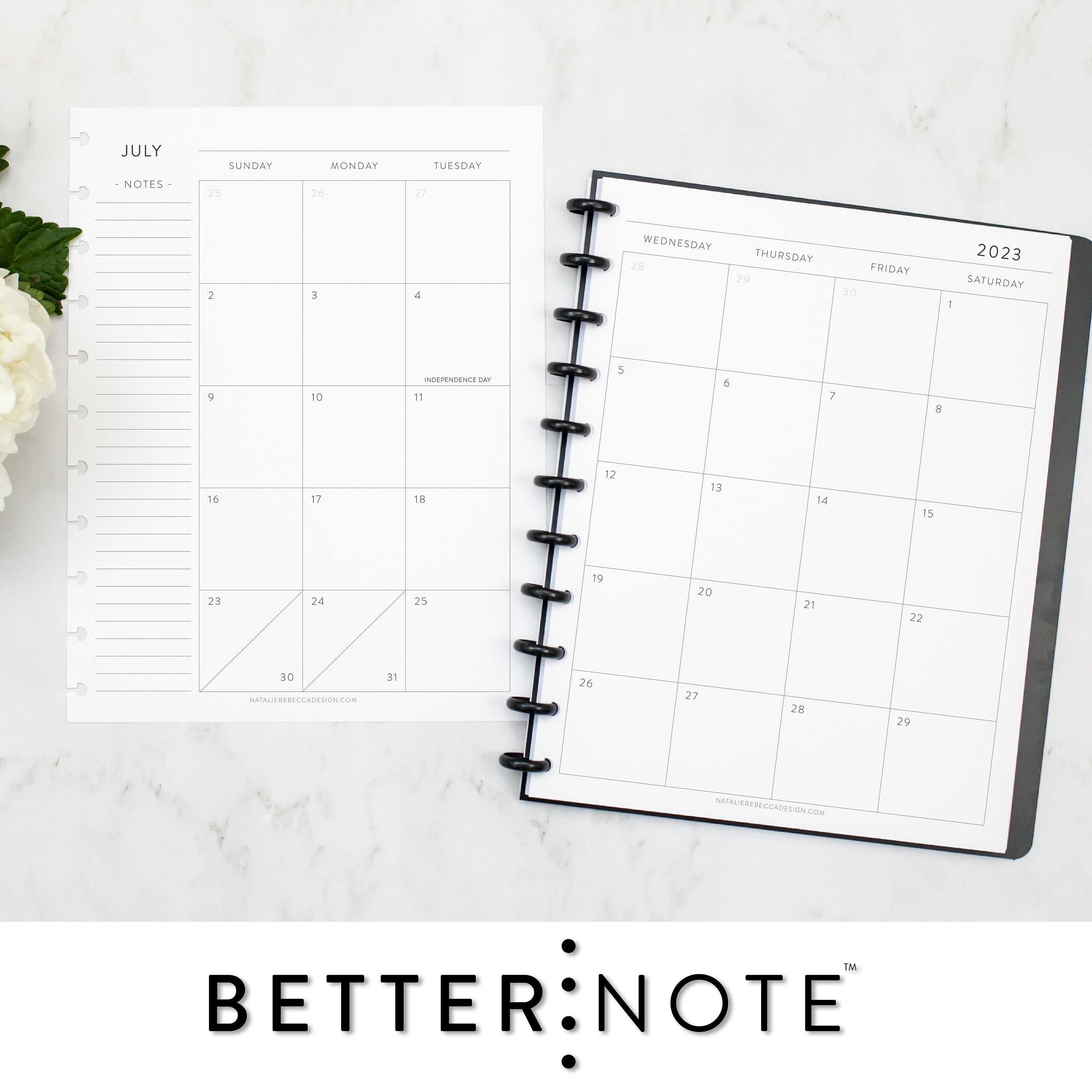 MONTHLY CALENDAR for Discbound Planners, CLASSIC Font, 12 Month Dated ...