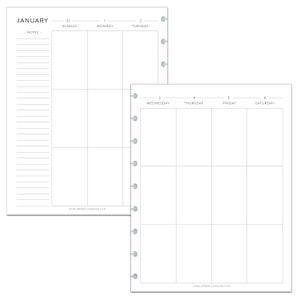 MONTHLY CALENDAR for Discbound Planners, CLASSIC Font, 12 Month Dated ...