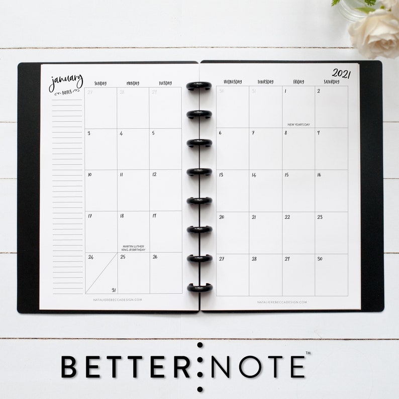 Weekly and Monthly HORIZONTAL Calendar With DIVIDERS for | Etsy