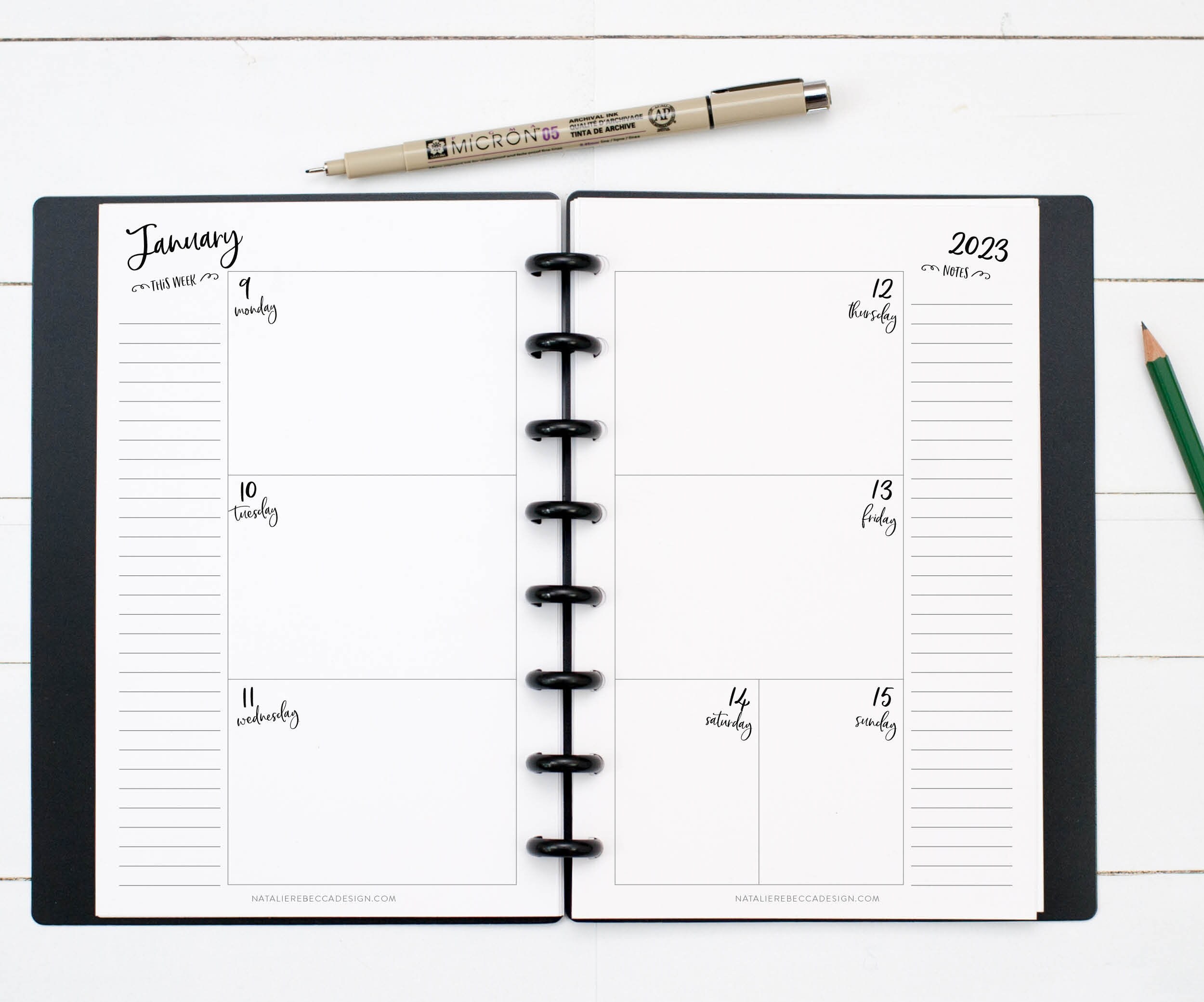 Weekly and Monthly HORIZONTAL Calendar With DIVIDERS for - Etsy