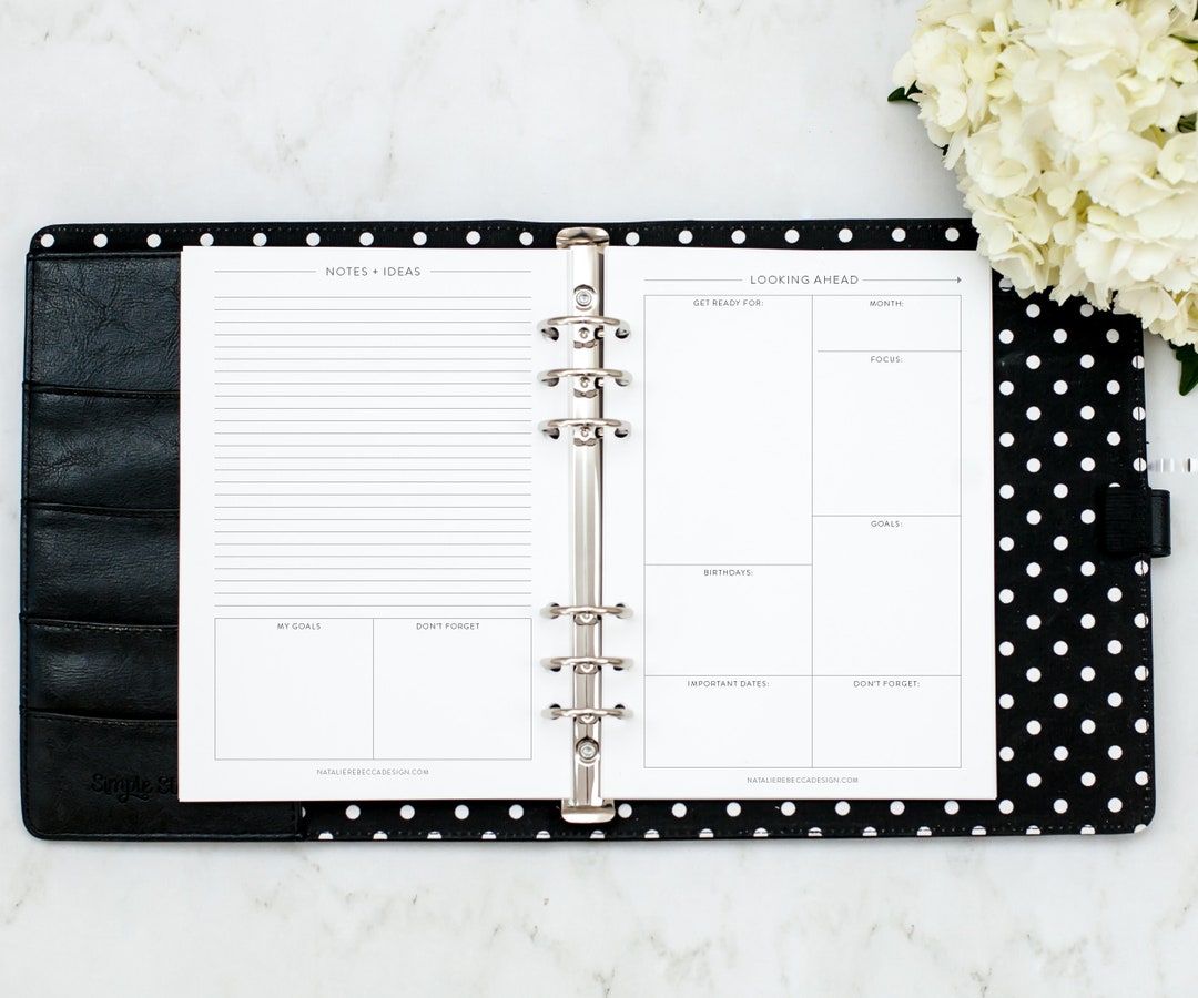A5 LOOKING AHEAD A5 Planner Inserts, CLASSIC Font, Filofax, Kikki K ...