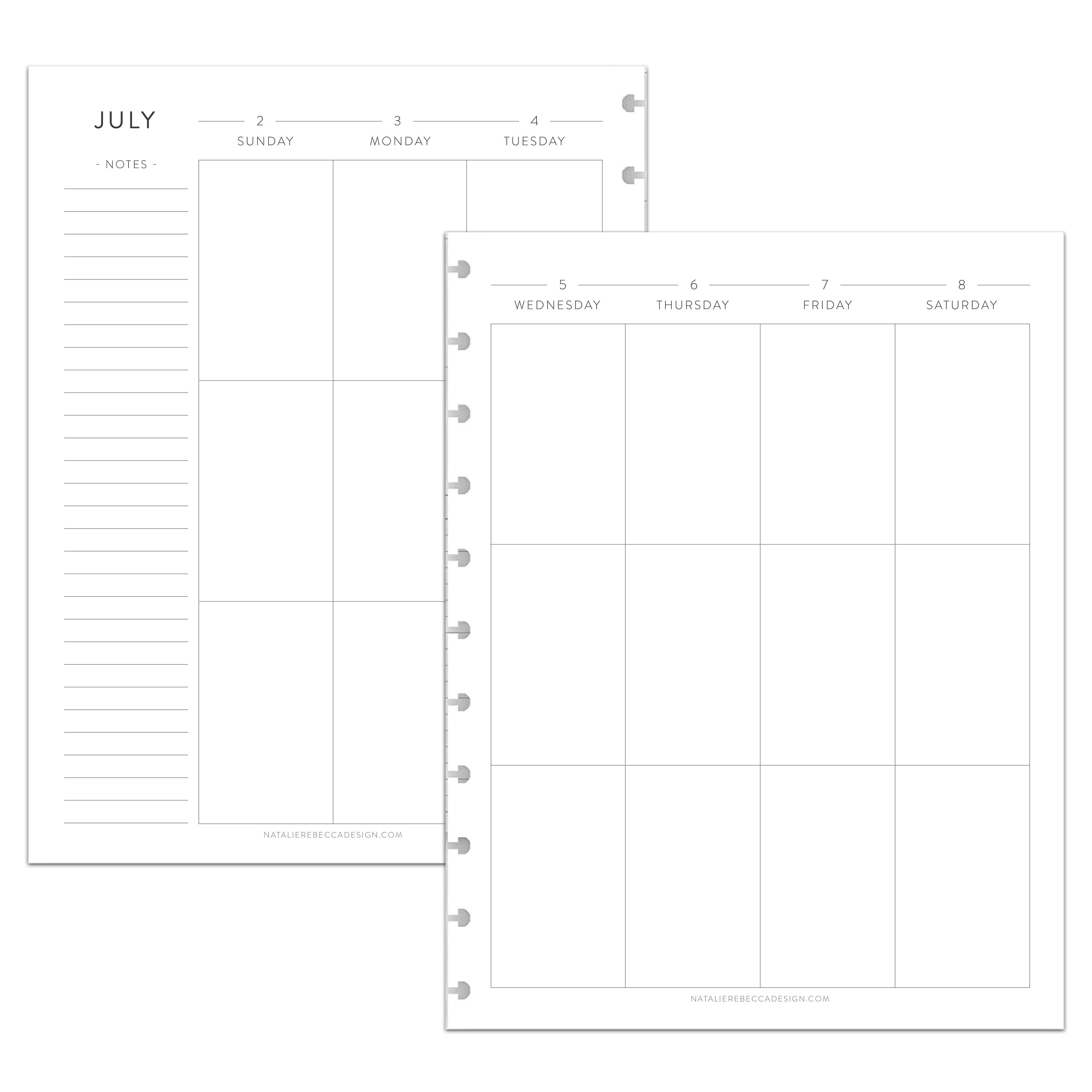 MONTHLY CALENDAR for Discbound Planners, CLASSIC Font, 12 Month Dated ...