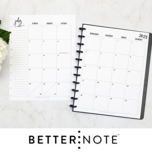 MONTHLY CALENDAR for Discbound Planners, WHIMSY Font, 12 Month Dated ...