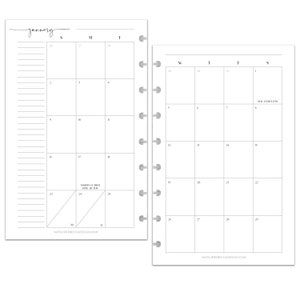 MONTHLY CALENDAR for Discbound Planners MODERN Font Happy - Etsy
