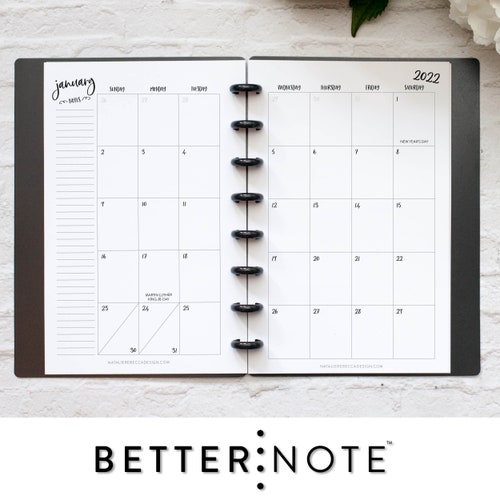 MONTHLY CALENDAR for Discbound Planners MODERN Font Happy - Etsy