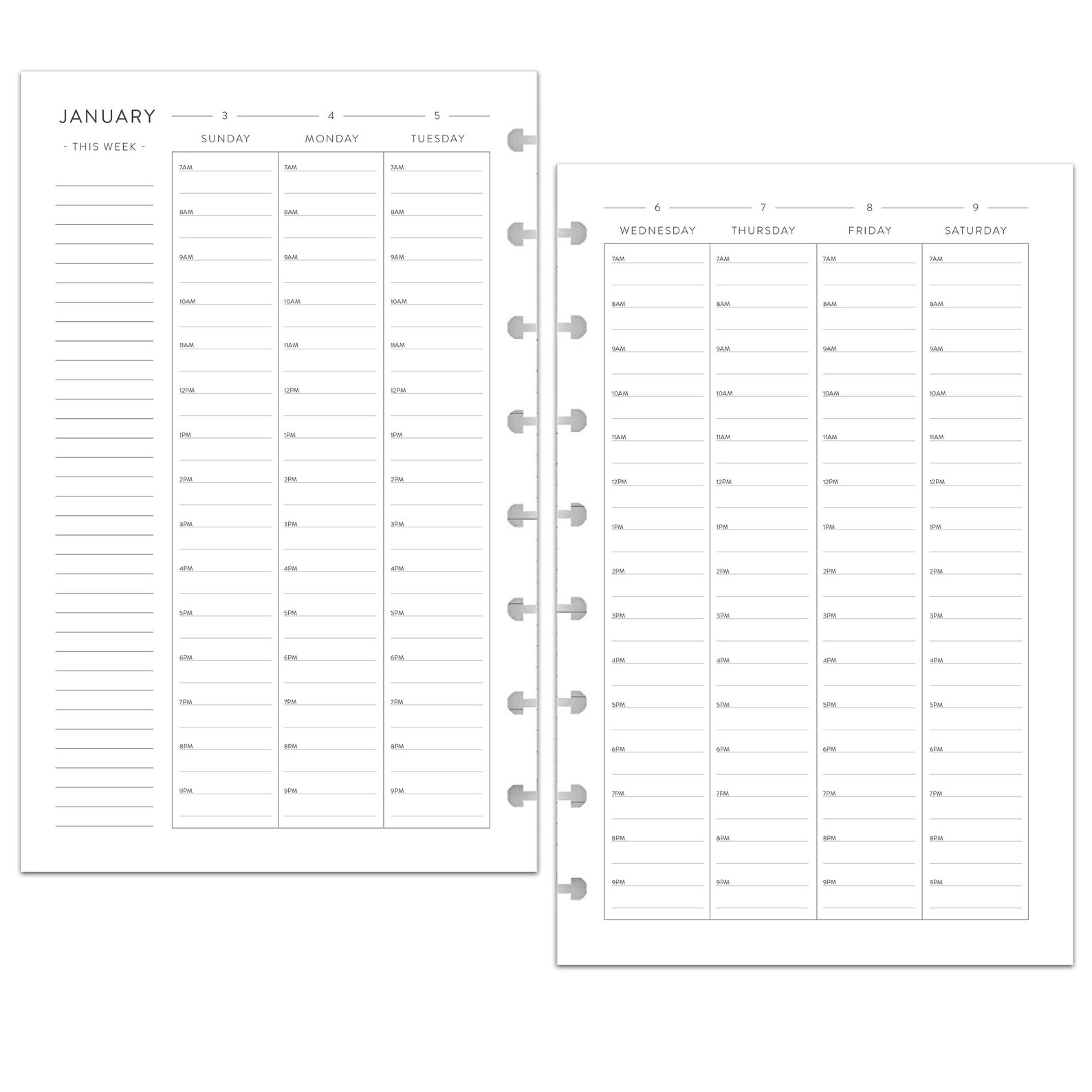 Weekly & Monthly HOURLY CALENDAR for Discbound Notebooks | Etsy