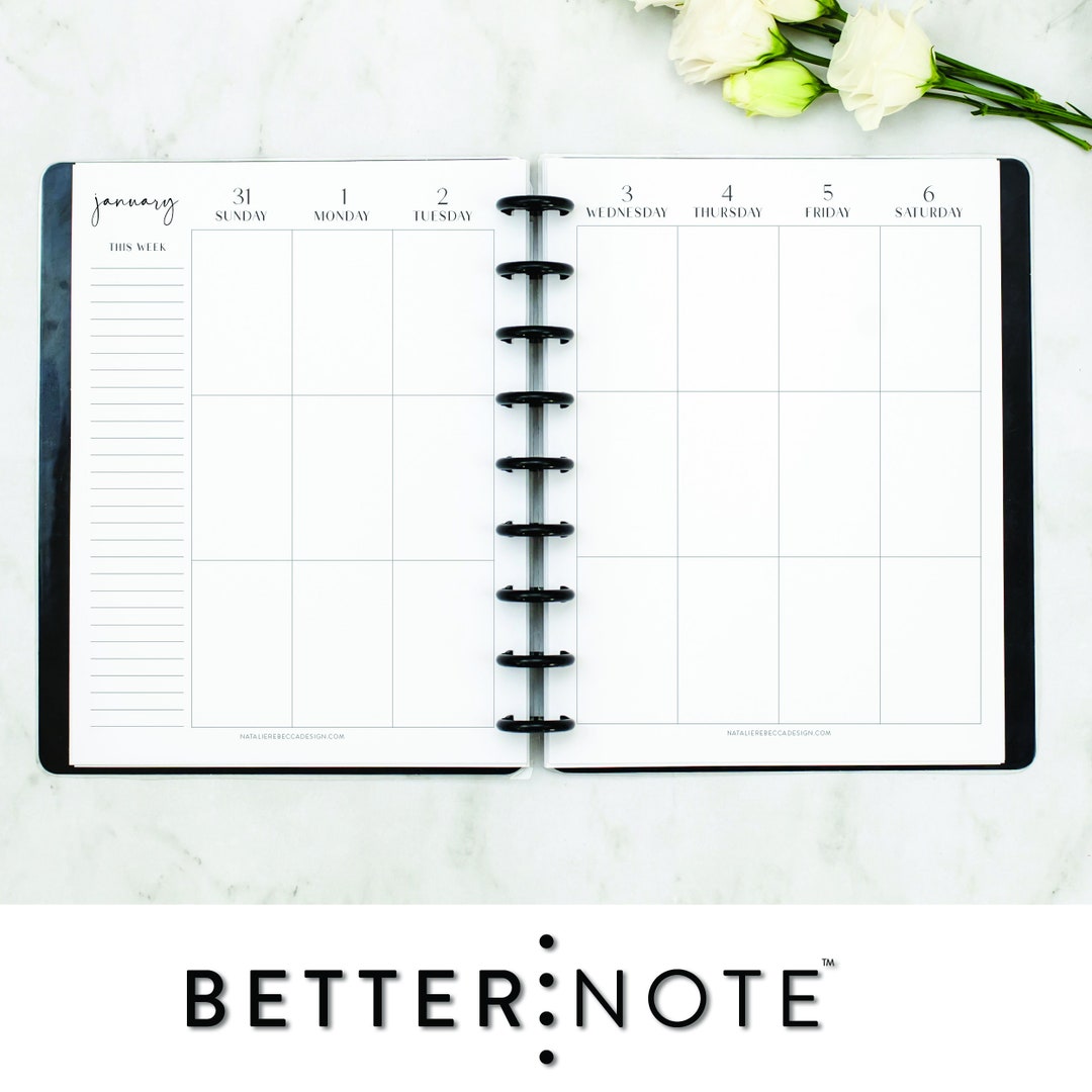Weekly & Monthly VERTICAL Calendar, MODERN Font, Disc Bound Inserts ...