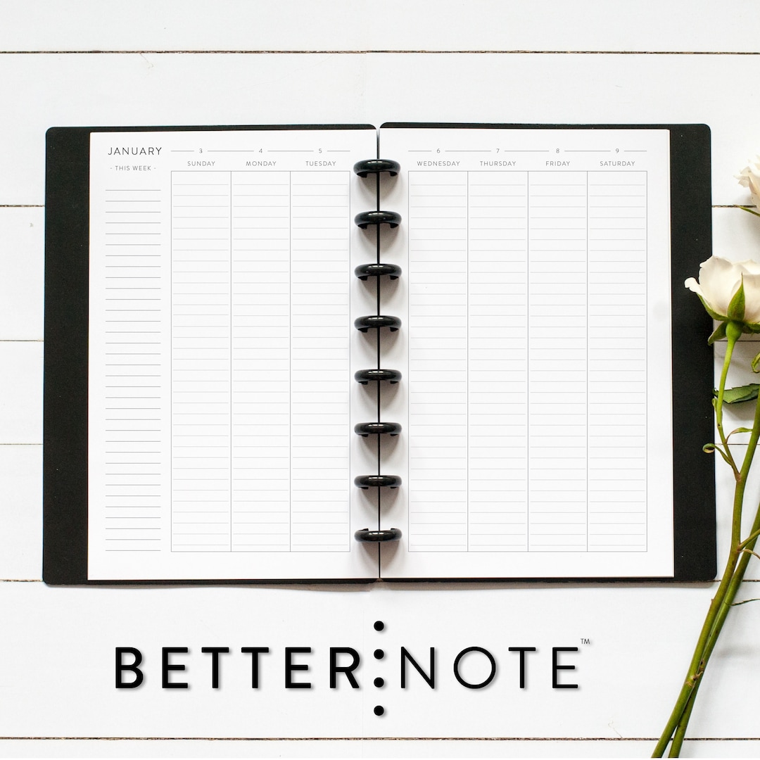 Weekly & Monthly VERTICAL LINED Calendar, CLASSIC Font, Disc Bound ...