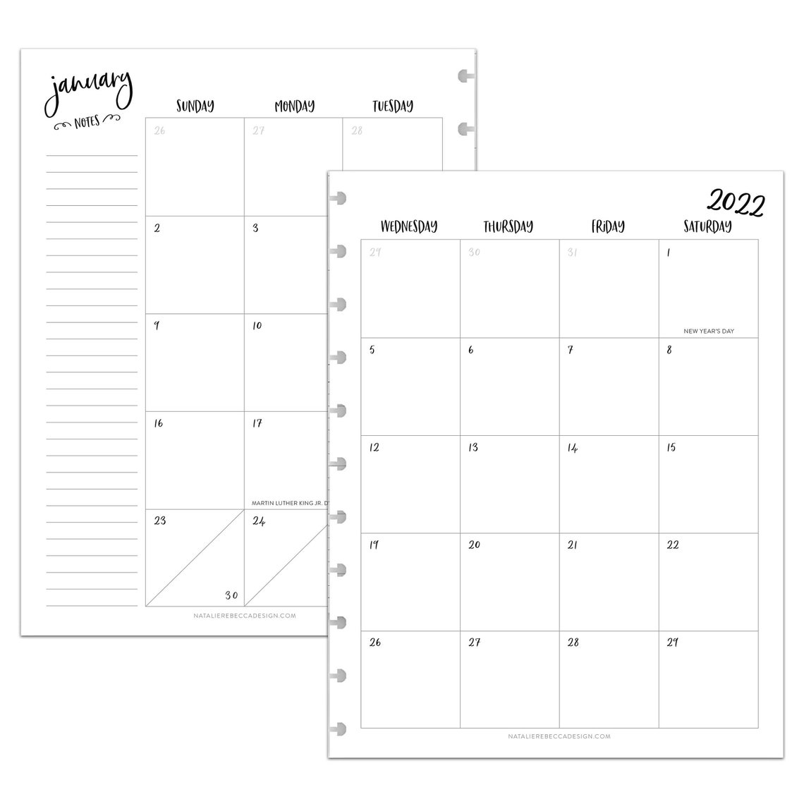 MONTHLY CALENDAR for Discbound Planners WHIMSY Font 12 Month | Etsy