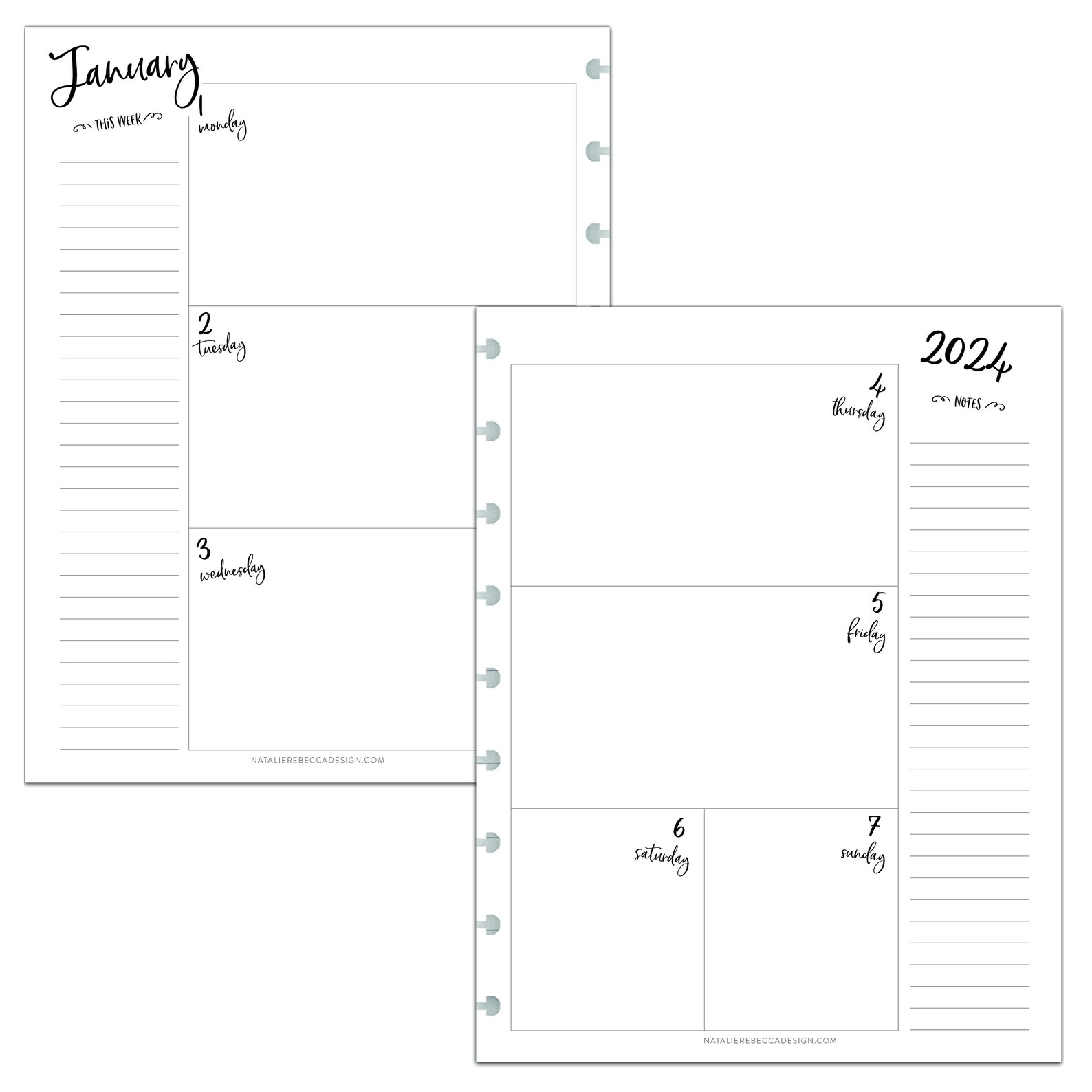 Weekly and Monthly HORIZONTAL Calendar With DIVIDERS for Discbound ...