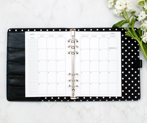 A5 MONTHLY Calendar CLASSIC Font Filofax Calendar Insert - Etsy