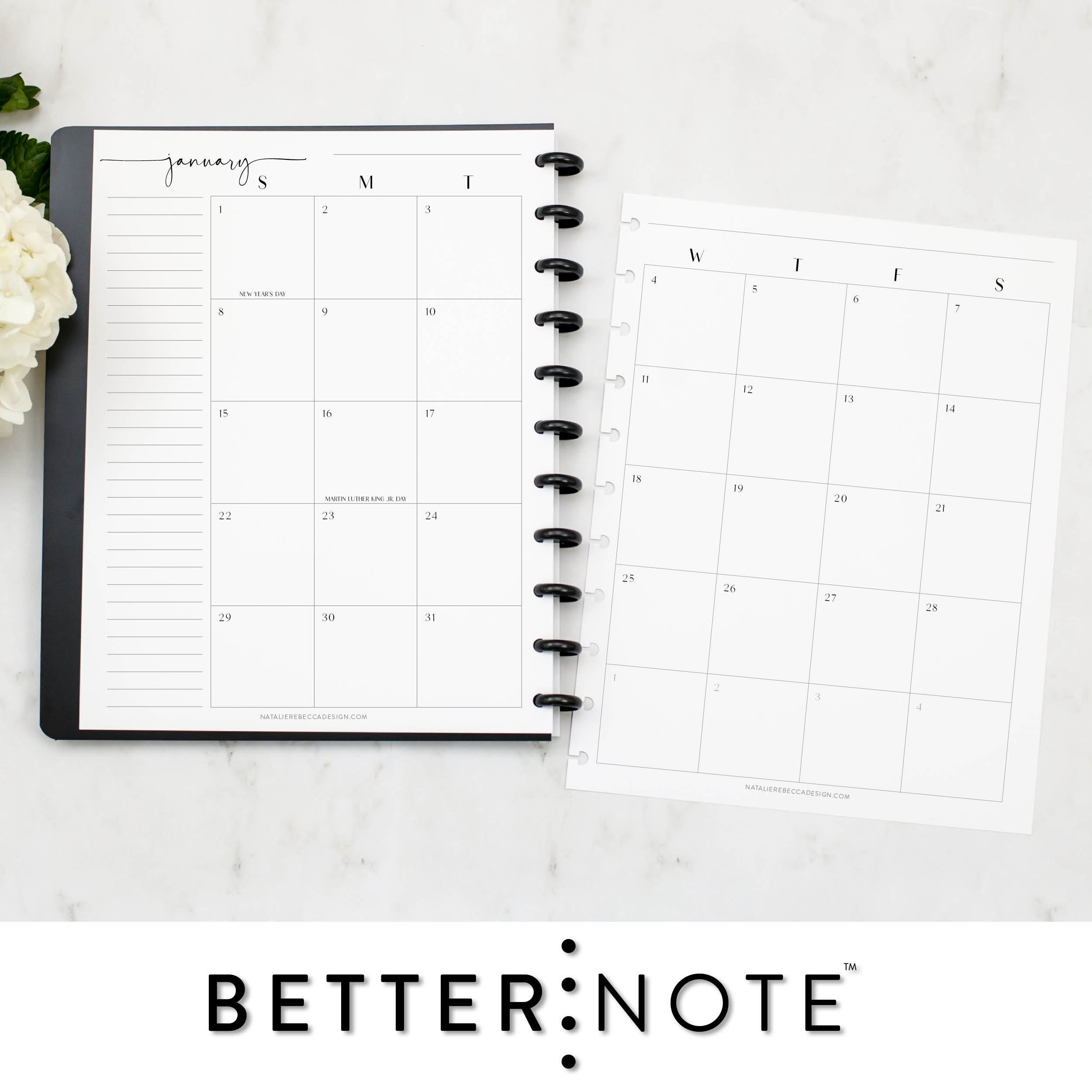 MONTHLY CALENDAR for Discbound Planners MODERN Font Happy - Etsy