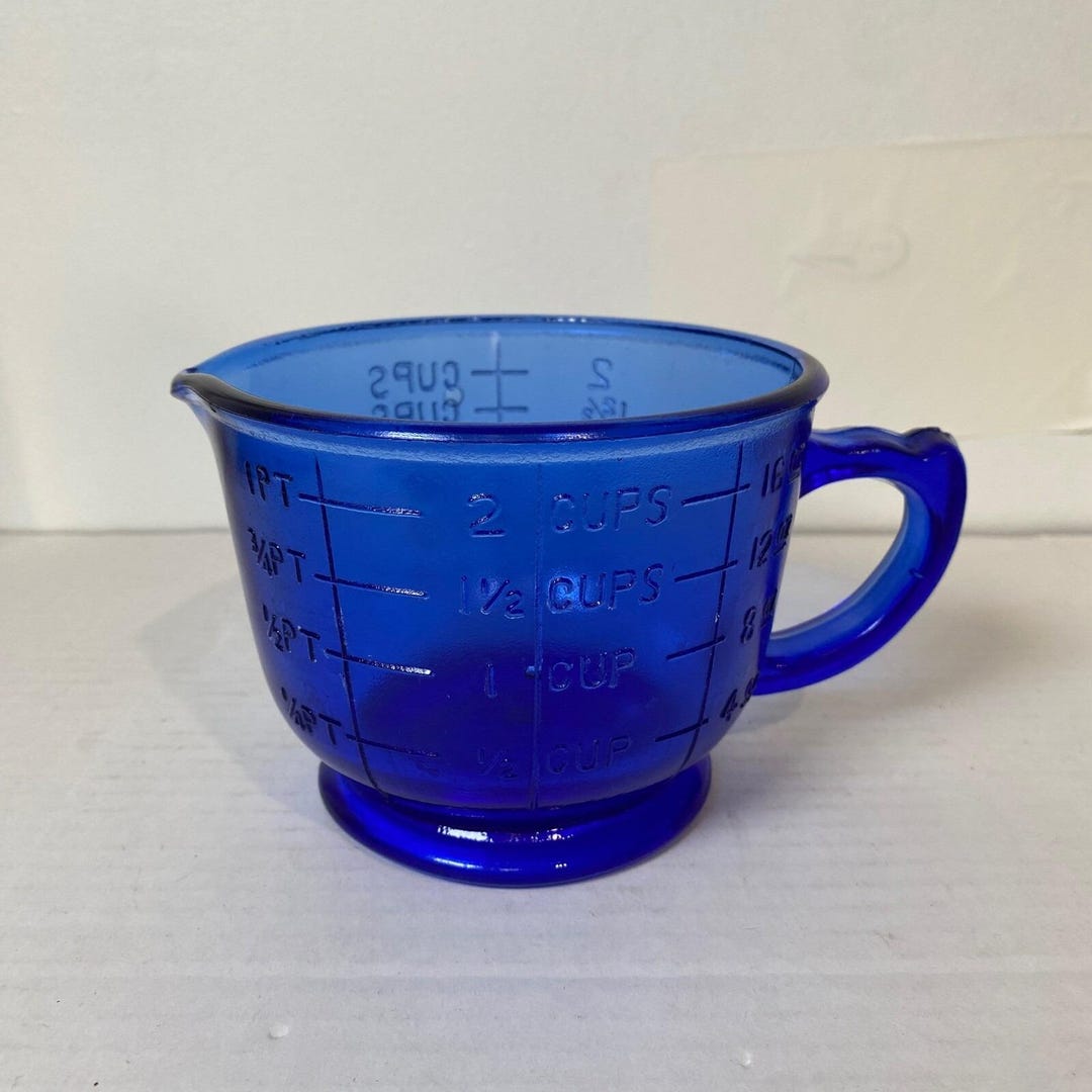 Hazel Atlas Cobalt Blue Glass Measuring & Mixing Cup (2 Cup Capacity ...
