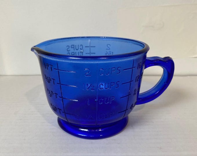 Hazel Atlas Cobalt Blue Glass Measuring & Mixing Cup (2 Cup Capacity ...
