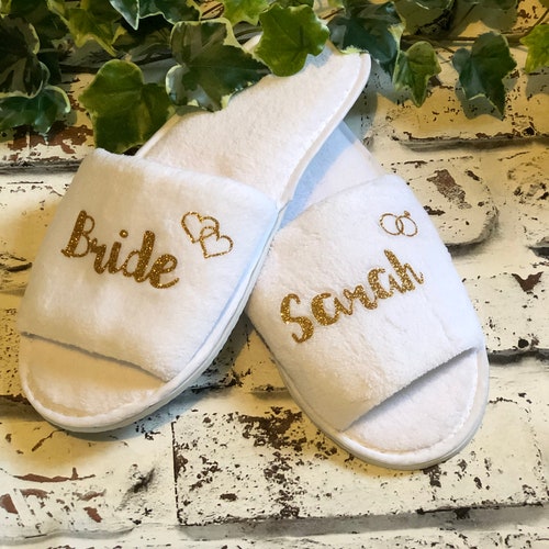 Bridesmaid Slippers Personalised Luxury Wedding Slippers - Etsy