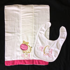 Custom Appliqued Hippo Burp Cloth and Coordinating Baby Bib - Etsy