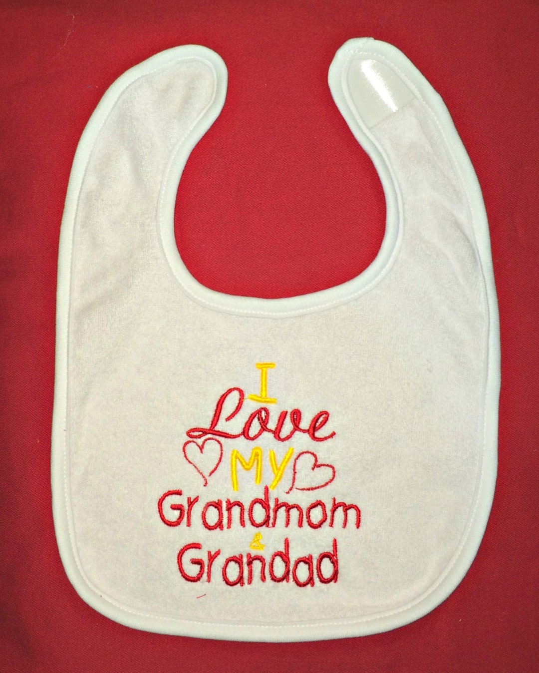 I Love My Great Grandmom & Grandad Custom Embroidered Bib - Etsy