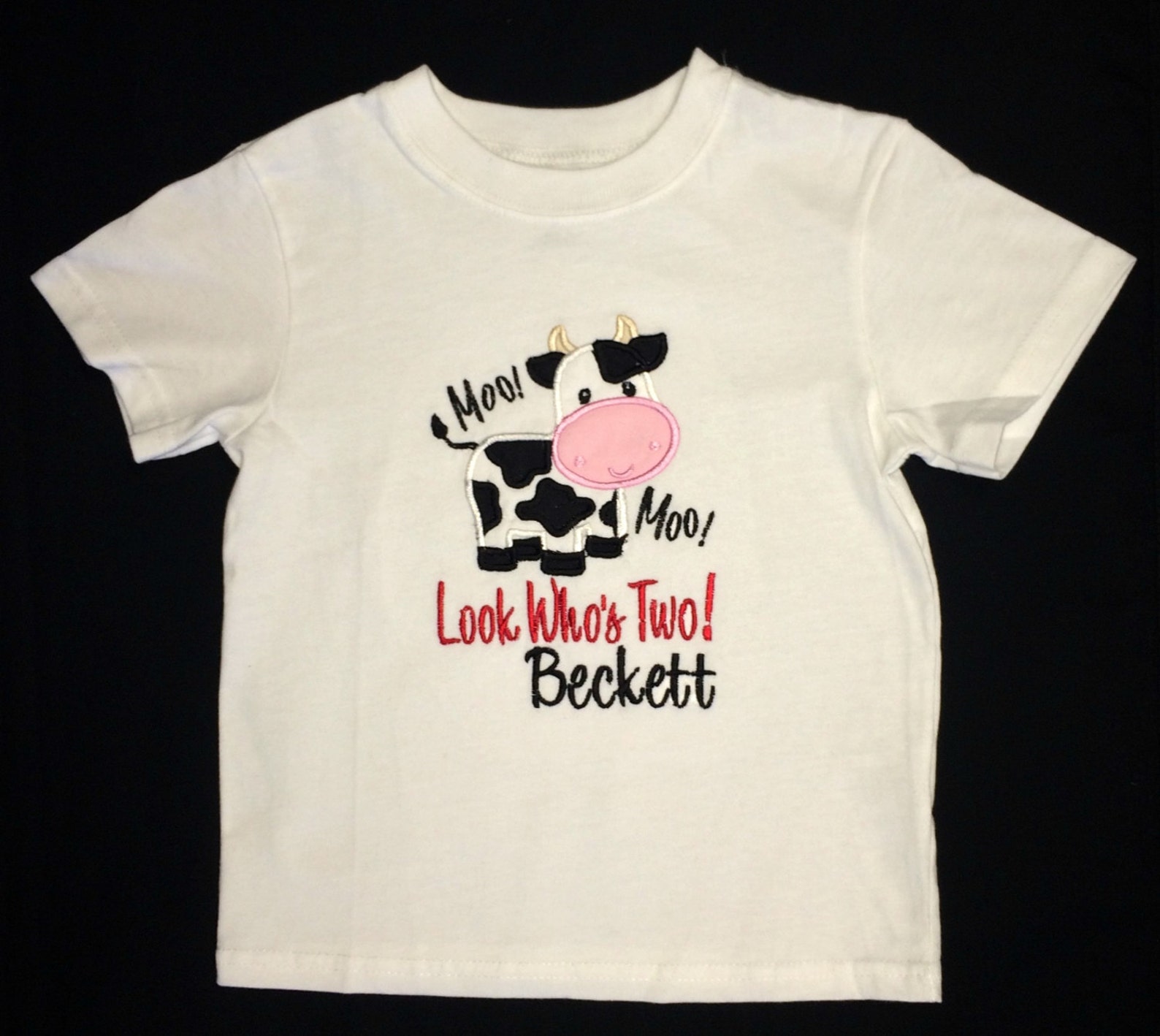 Moo Moo Look Who's Two Custom Appliqued Cow Birthday - Etsy