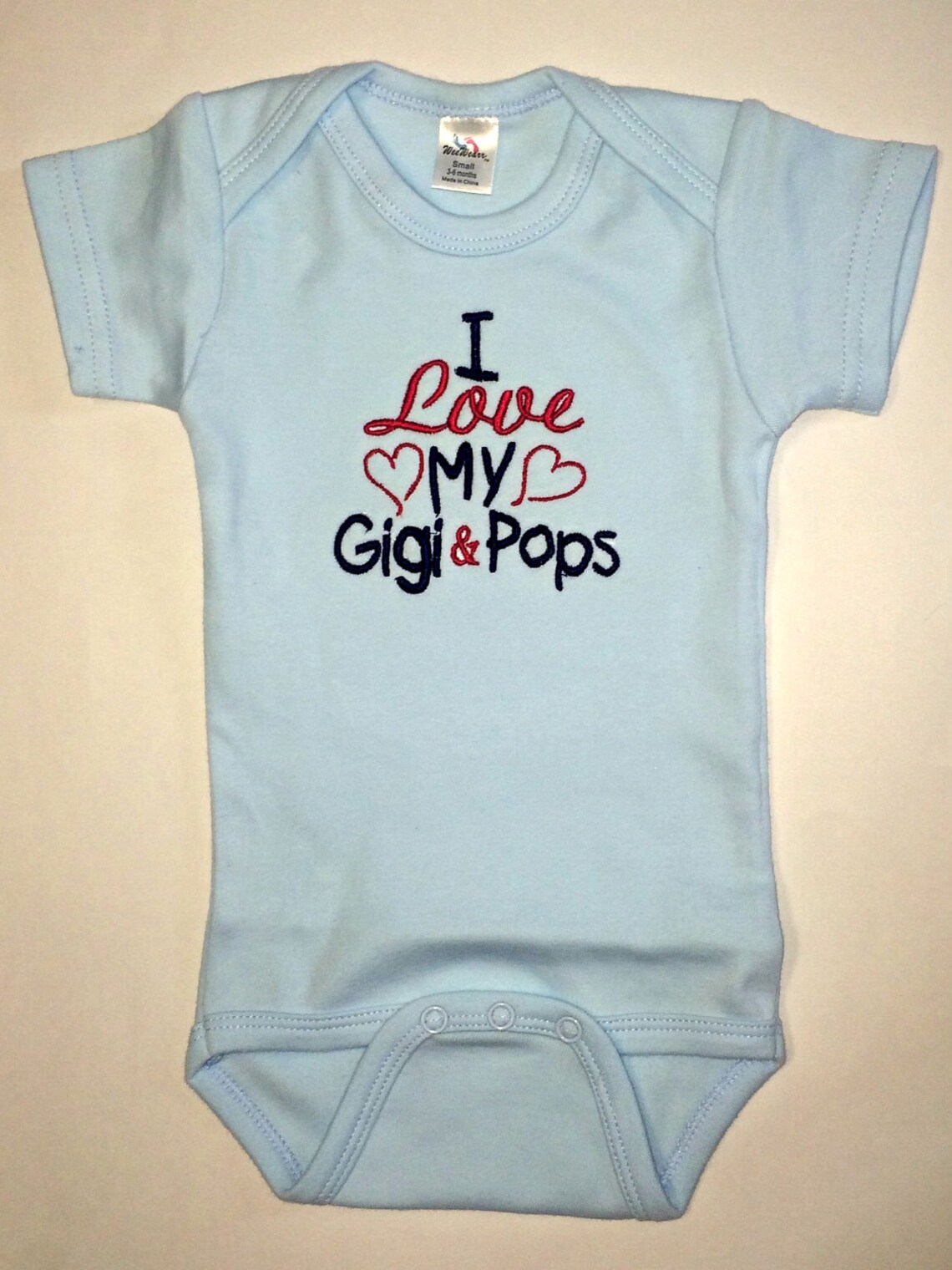 I Love My Gigi & Pops Custom Embroidered Bodysuit. | Etsy