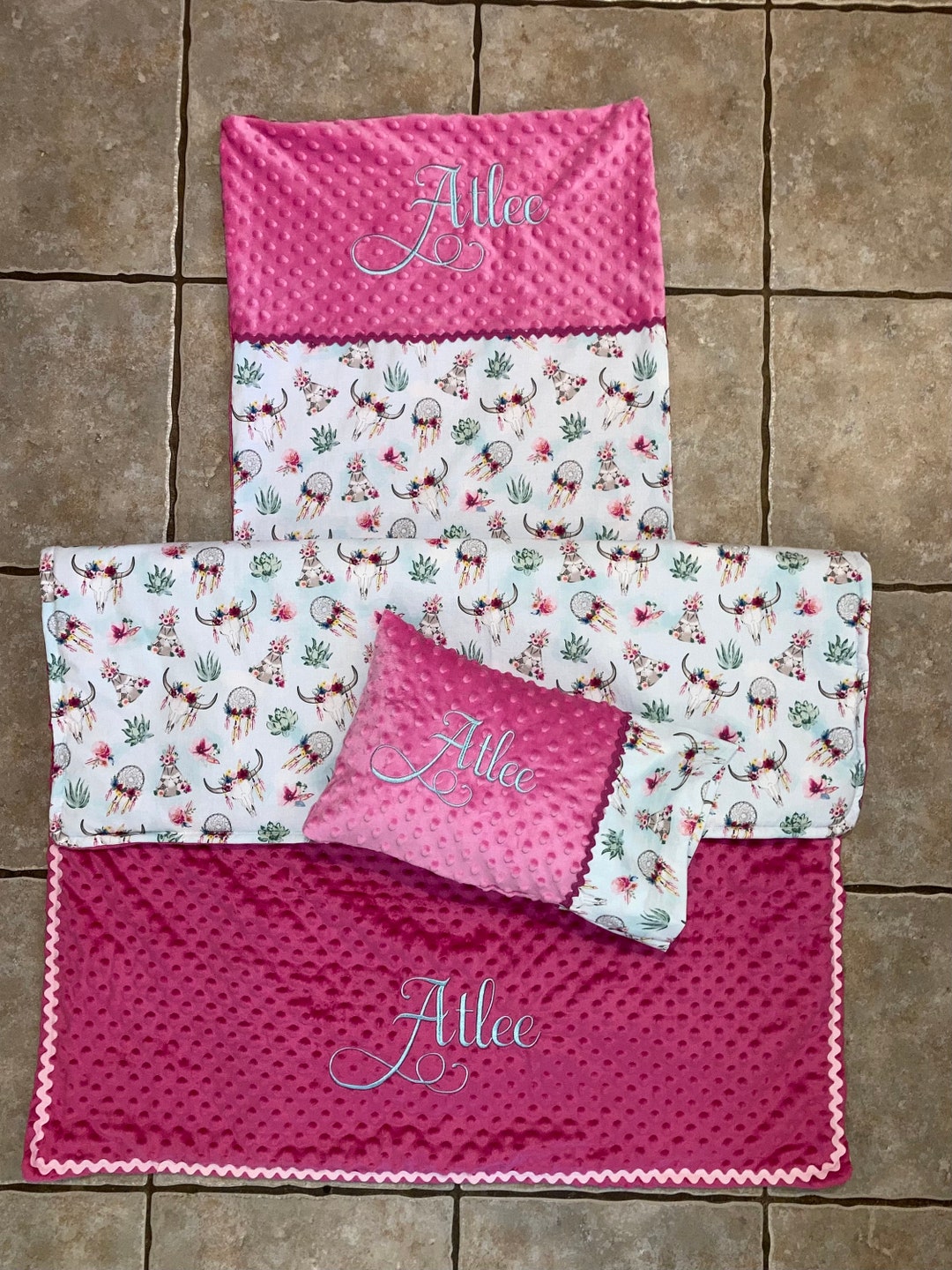 Custom Monogrammed Boho Nap Mat Cover and Blanket - Etsy