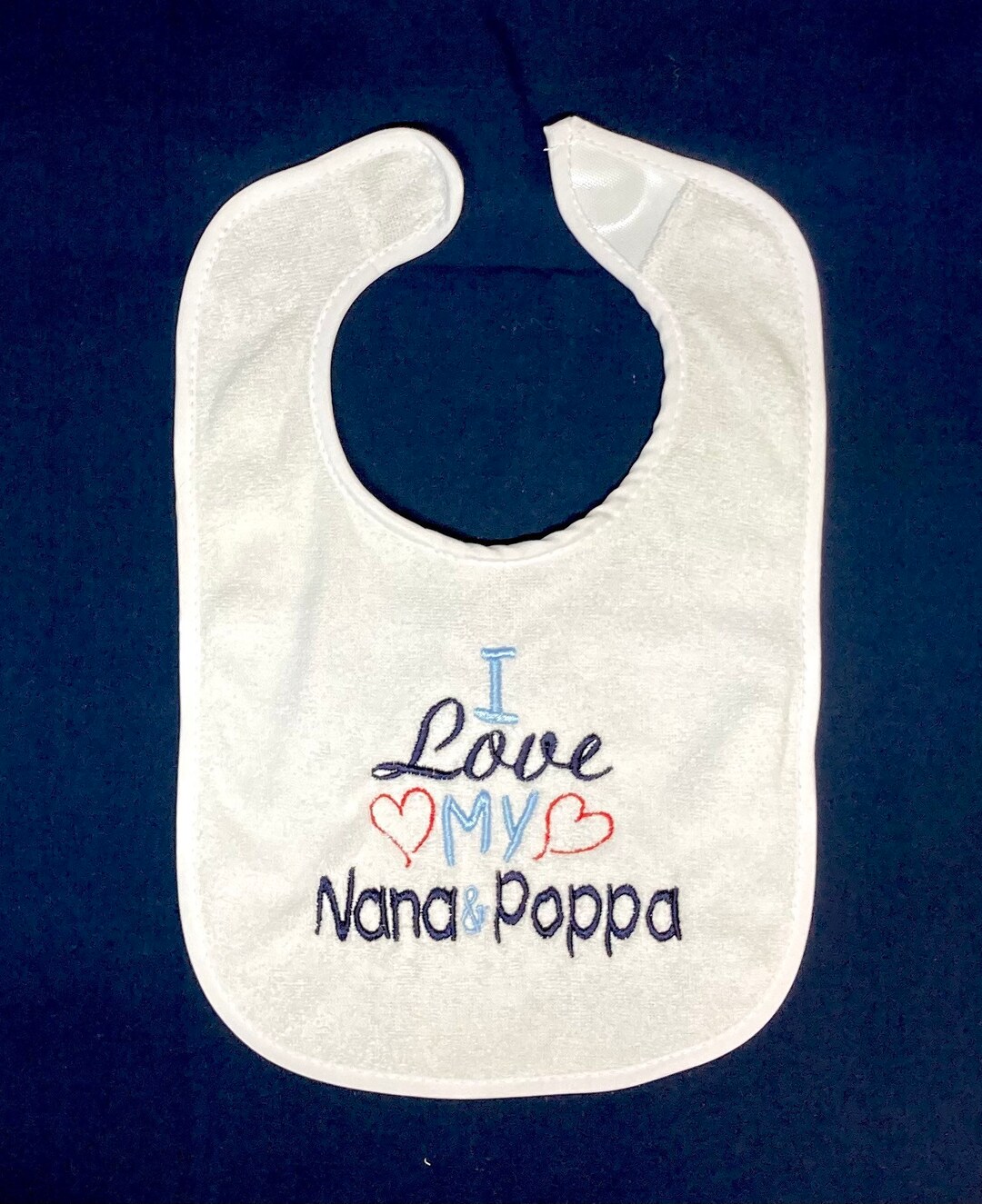 I Love My Nana & Poppa Custom Embroidered Bib - Etsy