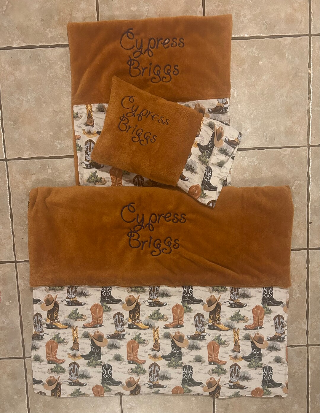 Custom Embroidered Cowboy Boot Nap Mat Cover, Blanket, Pillow and ...
