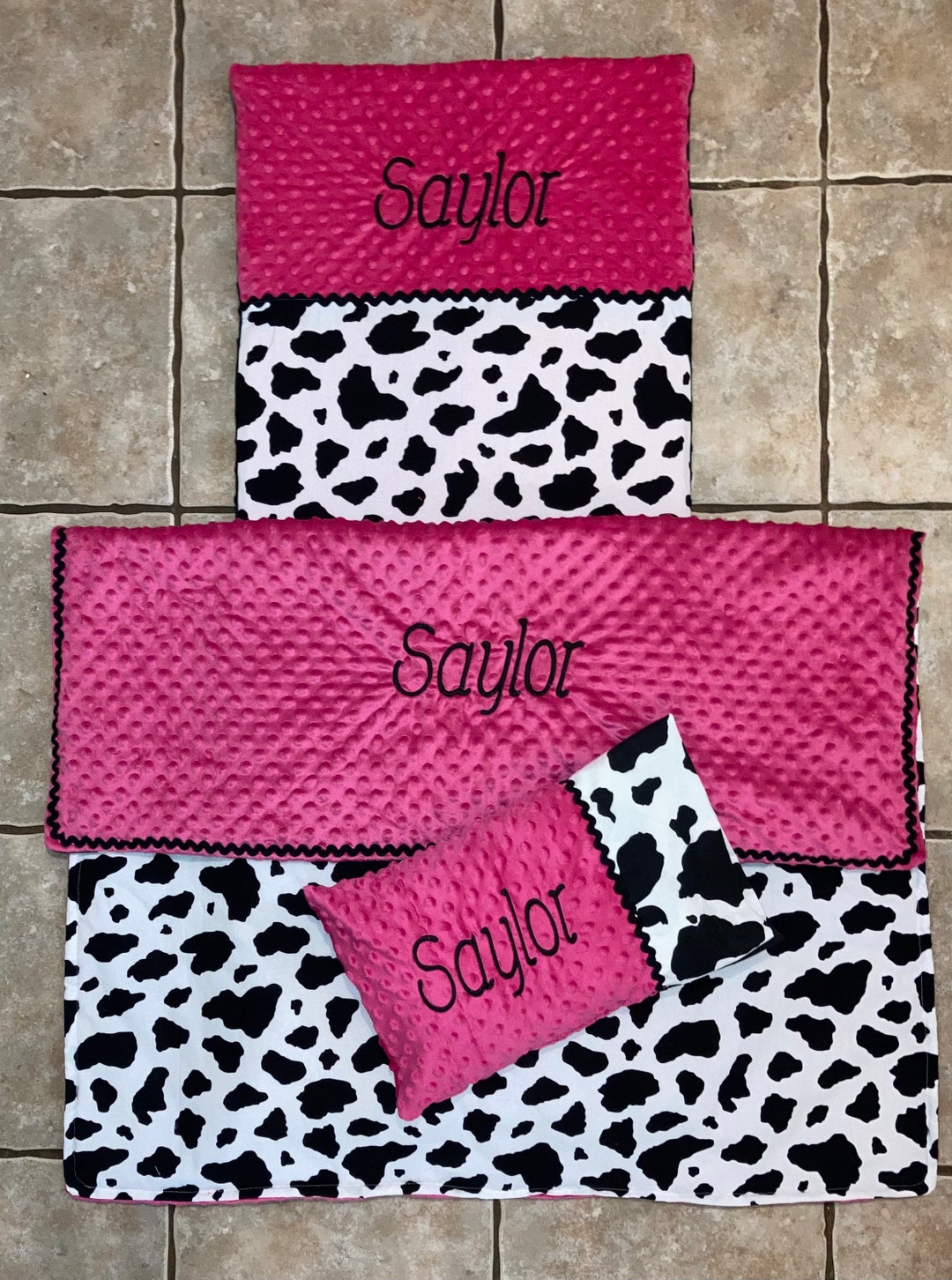 Custom Embroidered Cow Nap Mat Cover and Blanket - Etsy