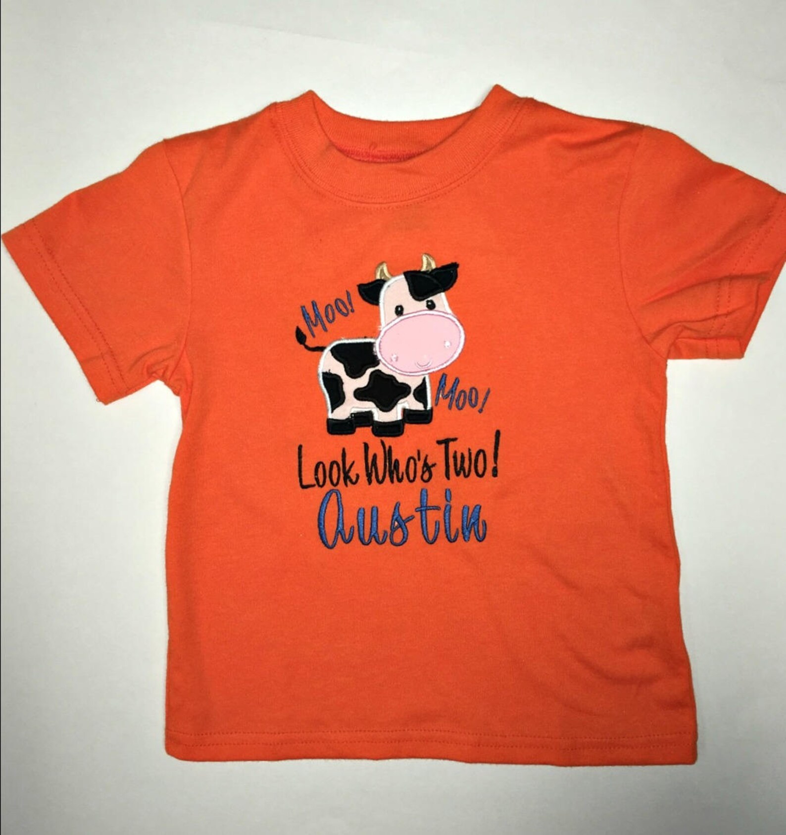 Moo! Moo! Look Who's Two! Custom Appliqued Cow Birthday Shirt - Etsy