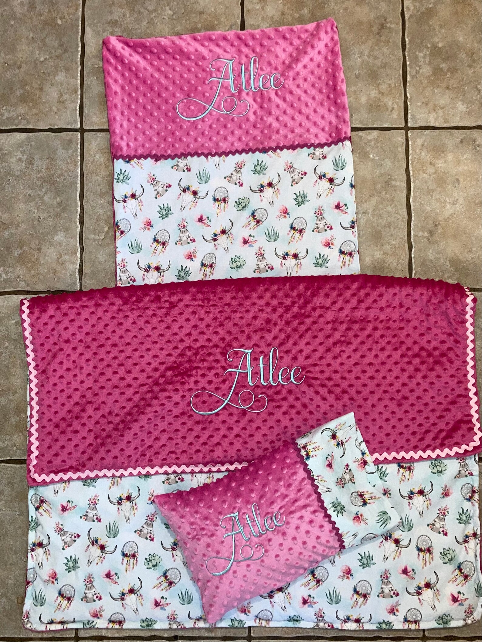 Custom Monogrammed Boho Nap Mat Cover and Blanket - Etsy