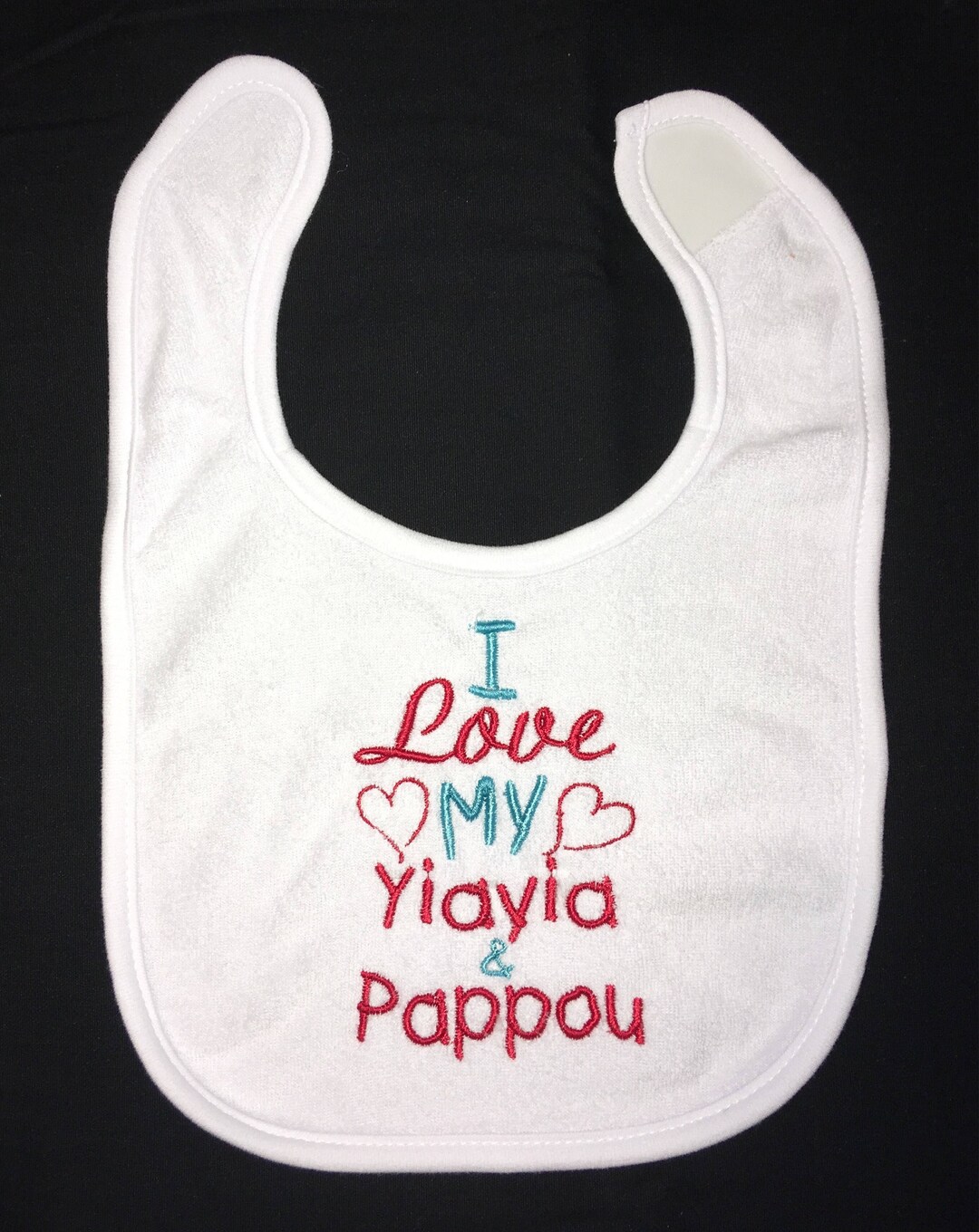 I Love My Yiayia & Pappou Custom Embroidered Bib - Etsy