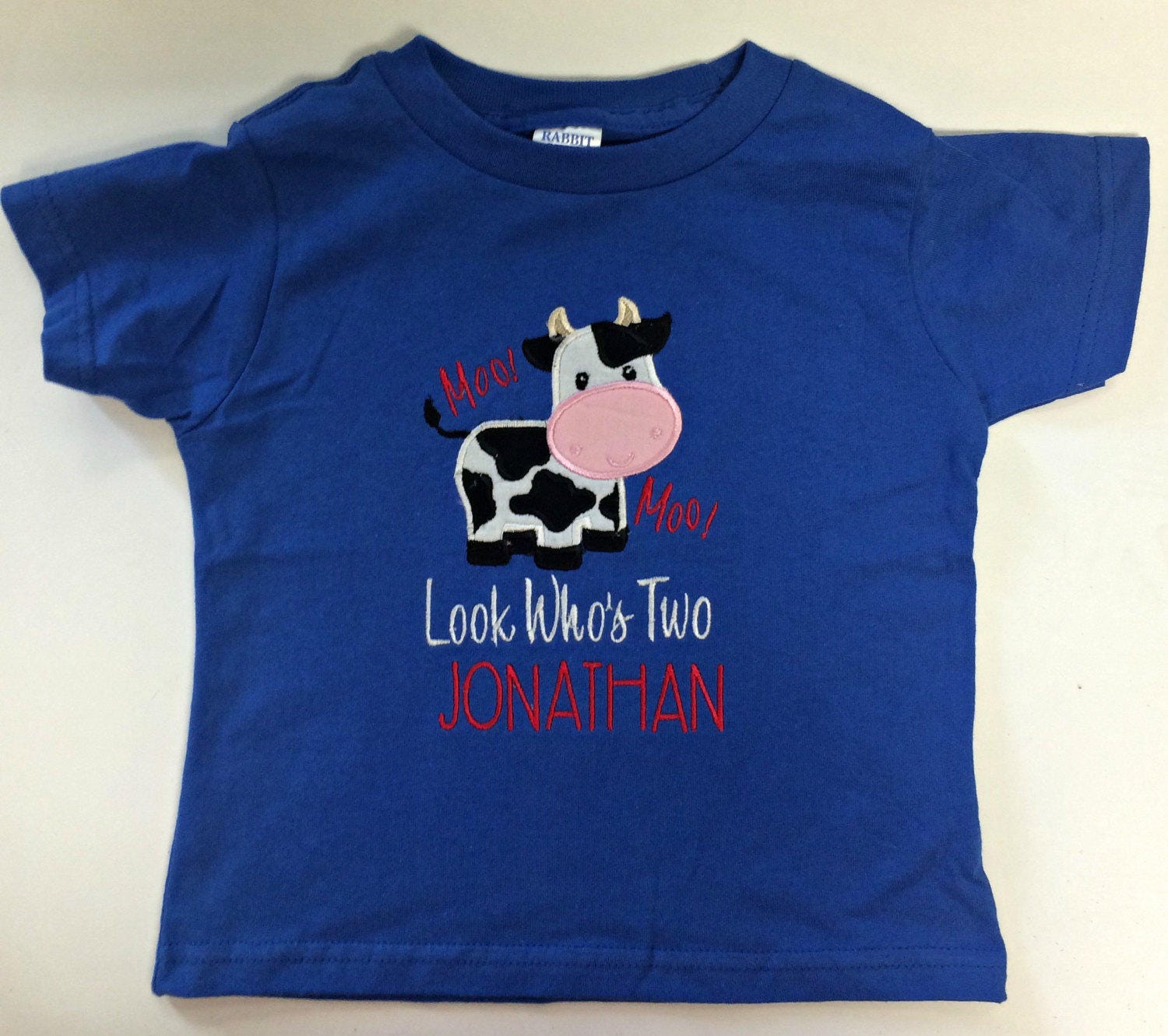 Moo! Moo! Look Who's Two! Custom Appliqued Cow Birthday Shirt - Etsy