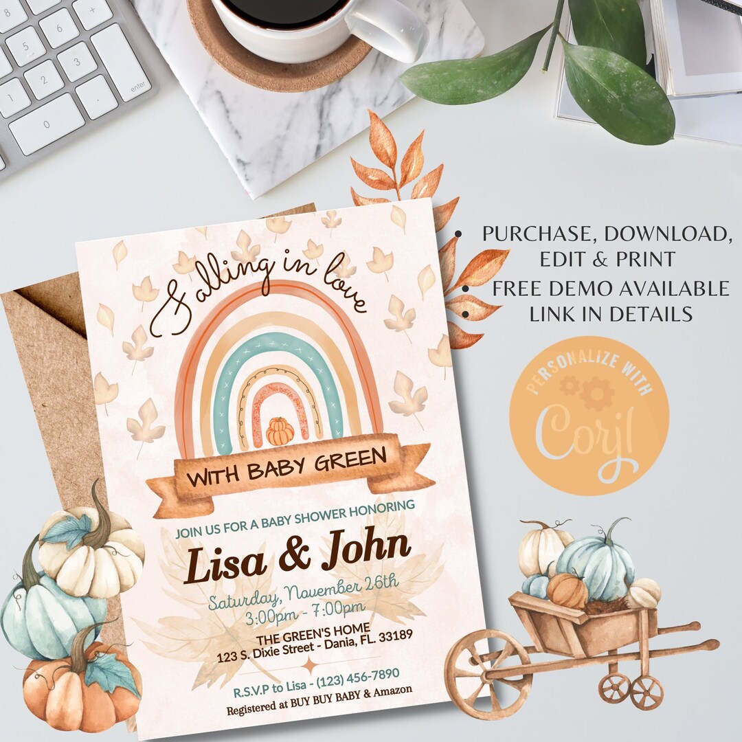 Fall, Rainbow, Boho Baby Shower Invitation - Etsy