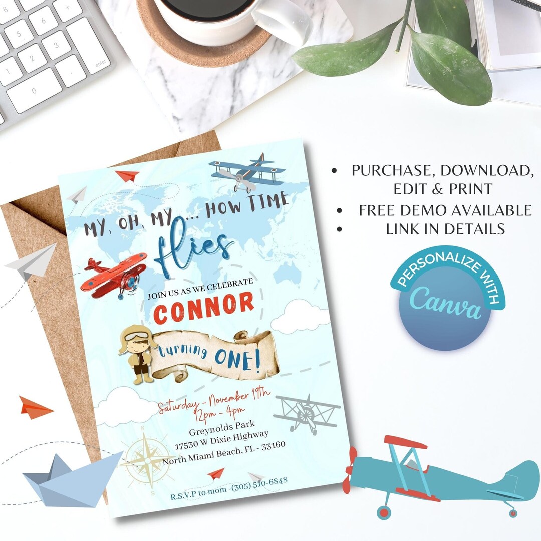 Airplane, Aviation Birthday Invitation - Etsy