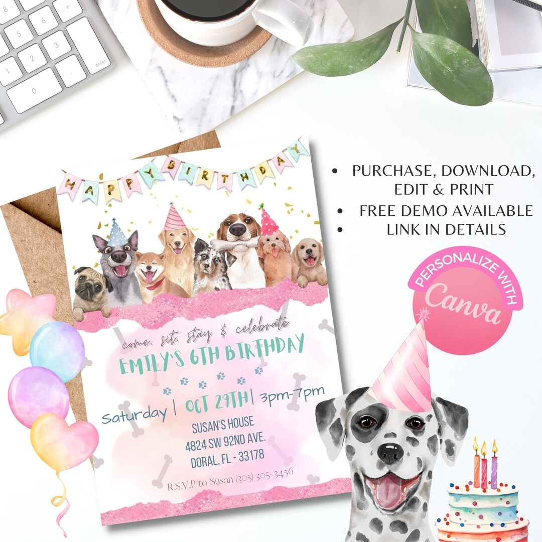 Puppy Theme Birthday Invitation, Dog Party, Puppy Patrol Birthday ...