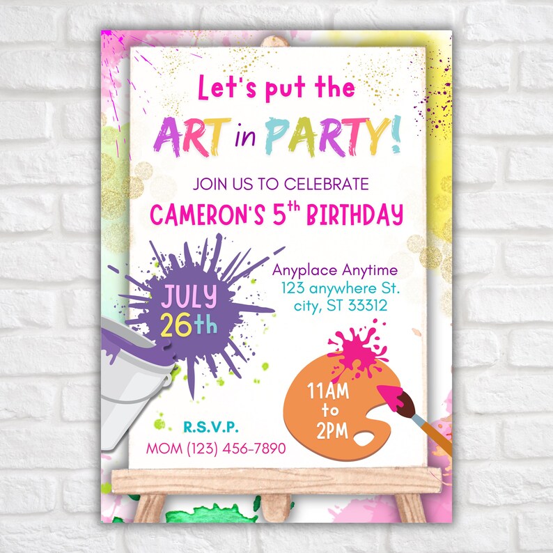 Editable Art Party Birthday Invitation – Painting Theme – Instant ...