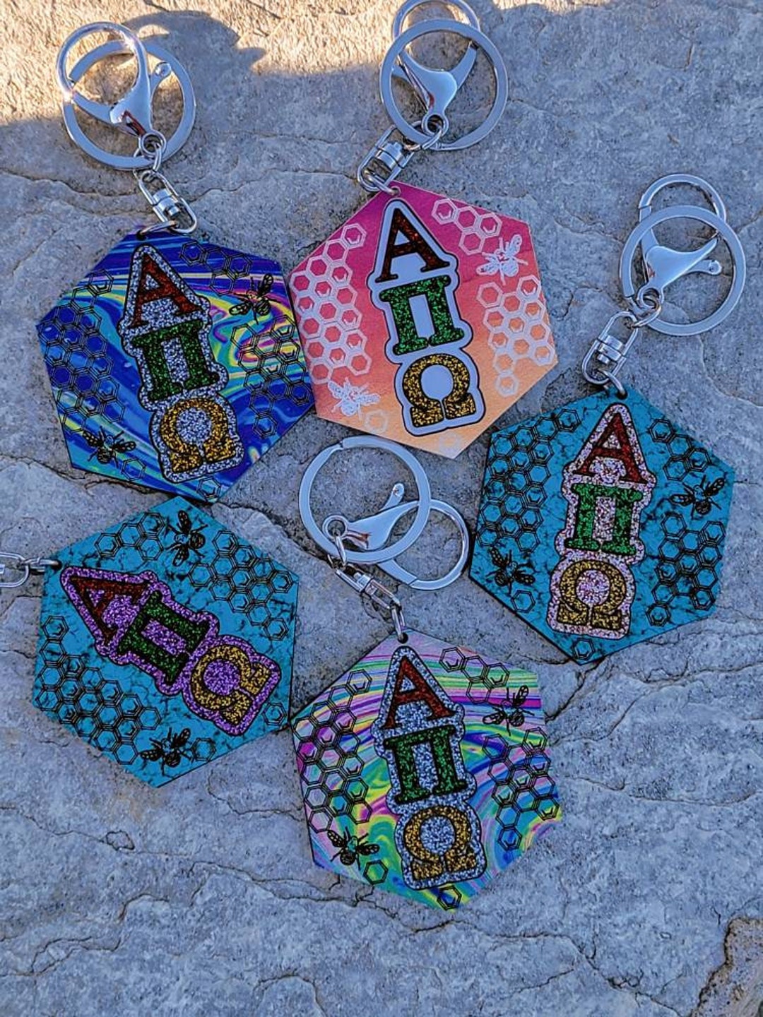 Silver APO Alpha Pi Omega Keychains Queen Bee - Etsy