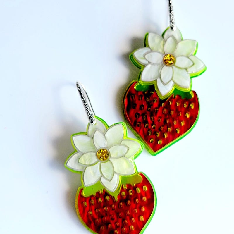 Strawberry Earrings - Etsy